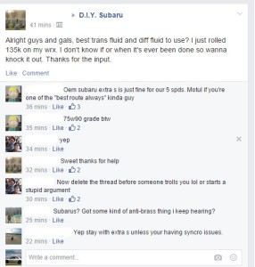 Subaru Transmission fluid | Subaru Idiots